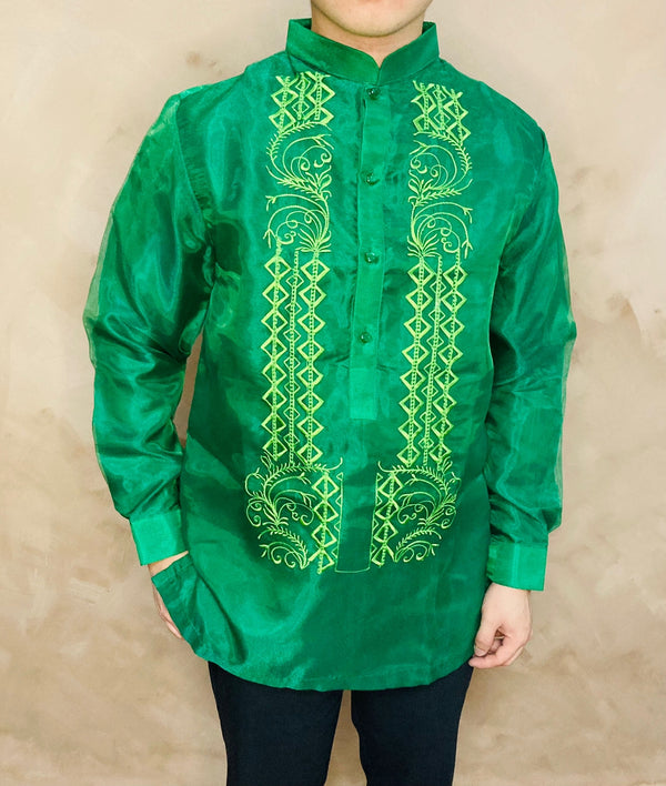 Maximo - Barong Tagalog (Green With Yellow Lining) – BarongTagalog.com